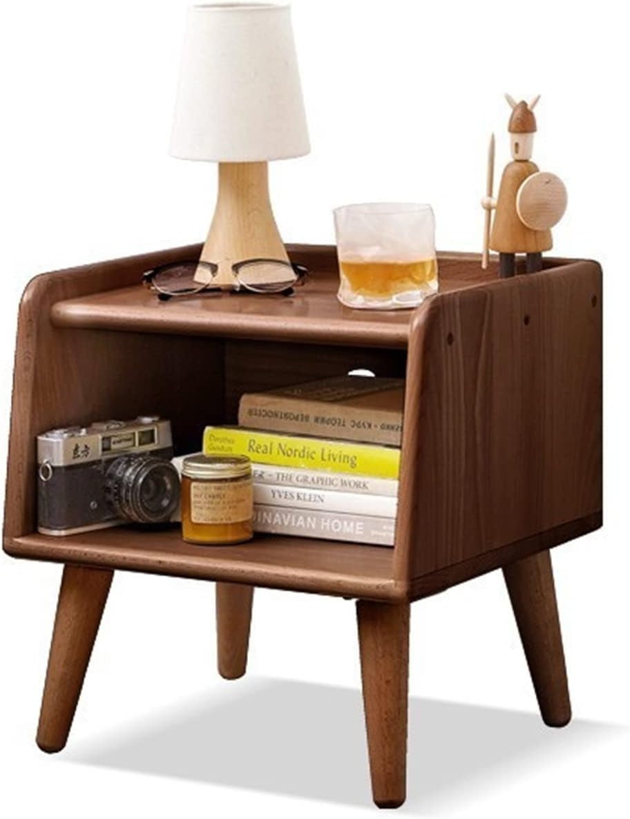 Short Nightstand - 100% Solid Wood Nightstand with Open Storage ...