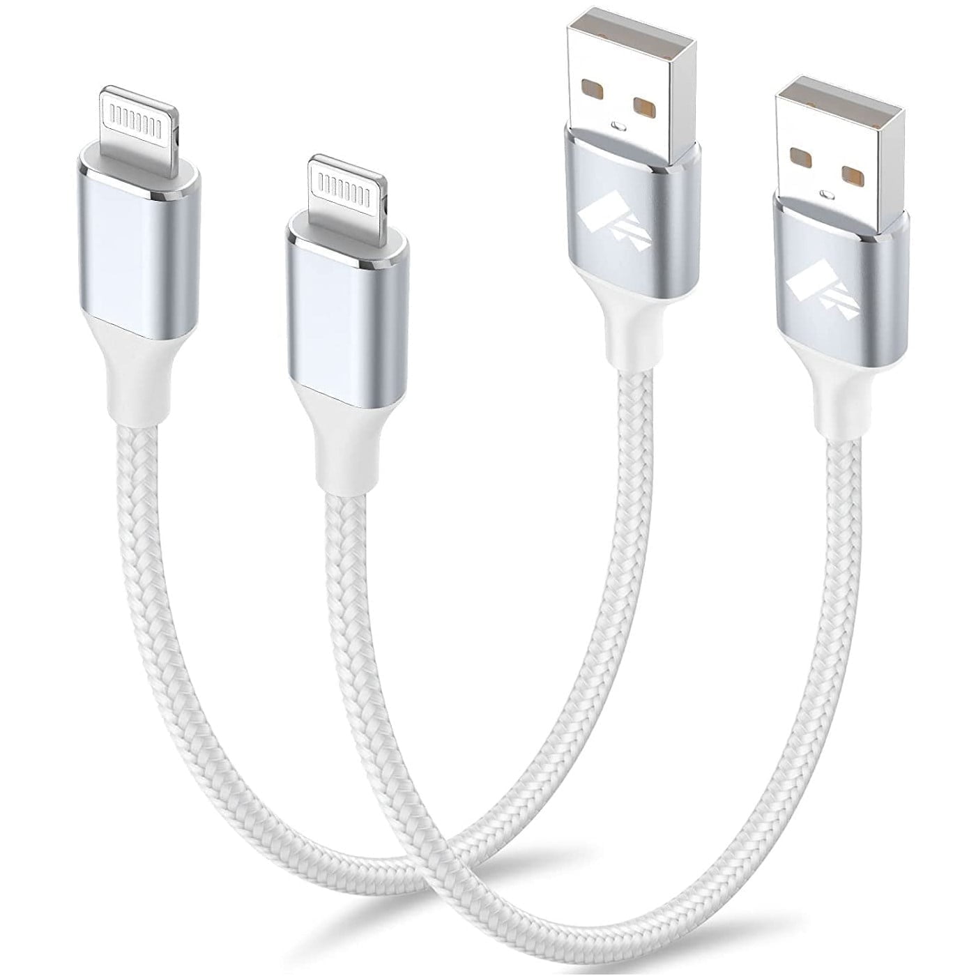 Aioneus Short Nylon Braided Fast Charging Cable, 2Pack 1ft, Compatible ...