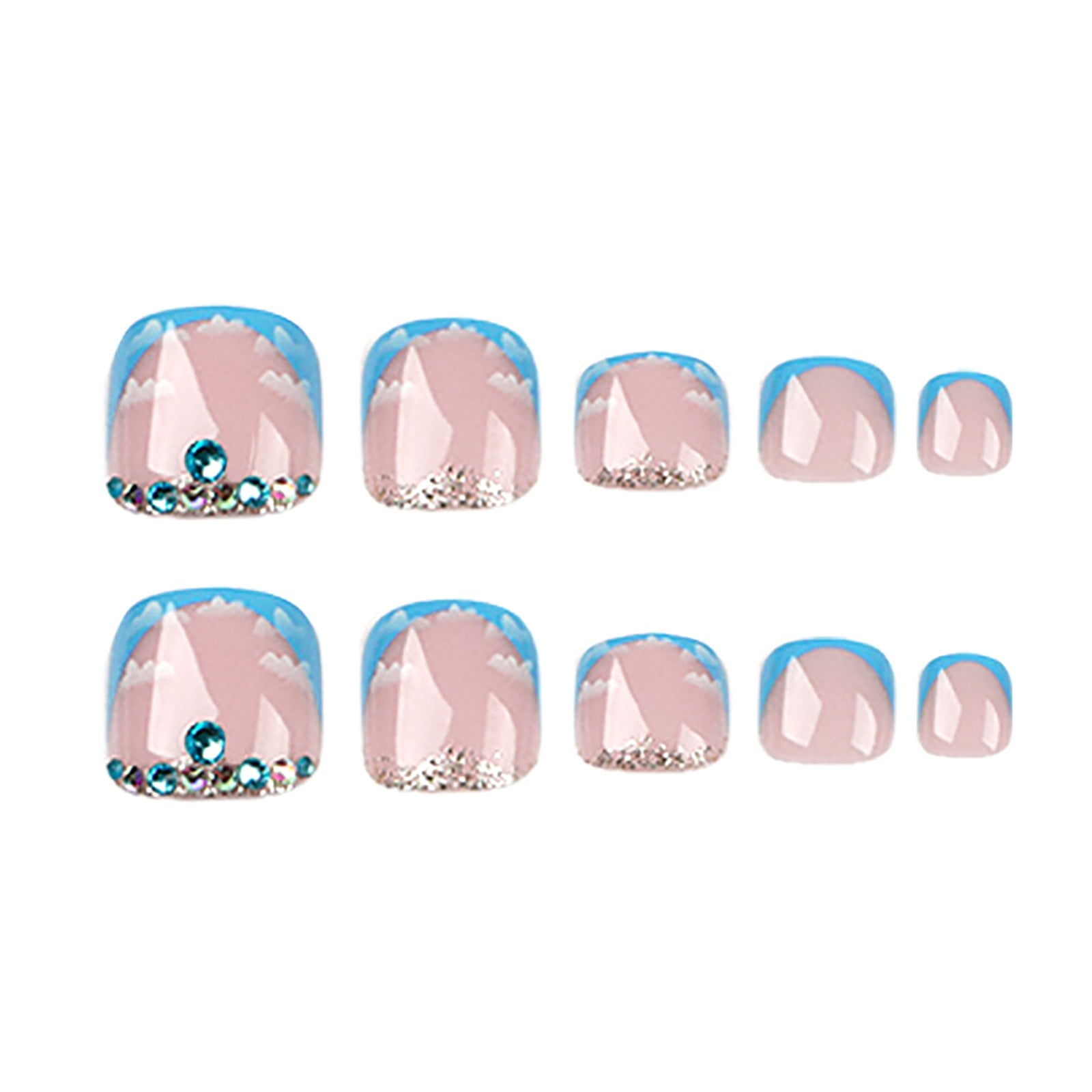 Short On Toenails Square False Toenail Glossy Cute Acrylic Toe Nails ...