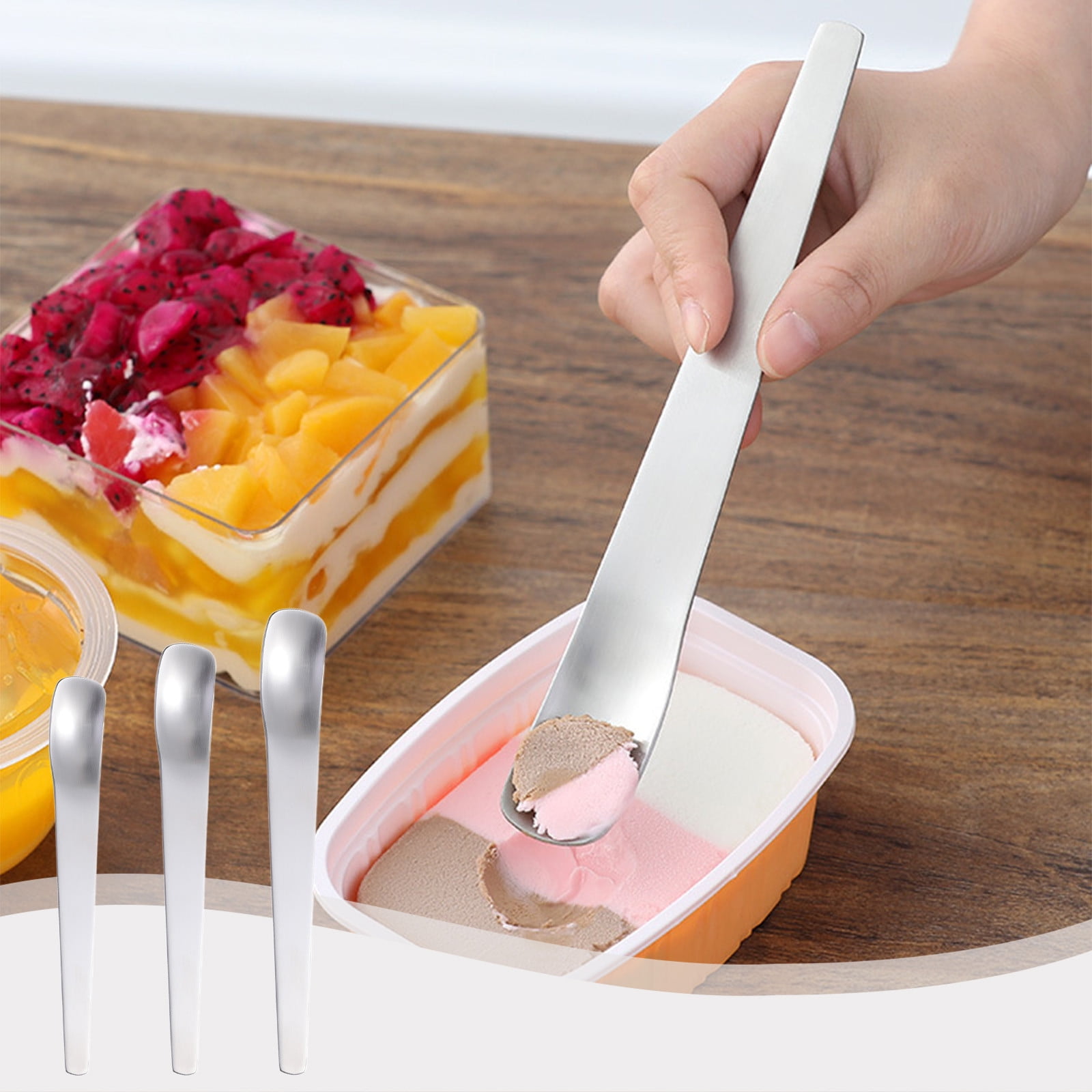Short Pastry Spoon, Three Hundred Four Stainless Steel Scoop for Ice ...