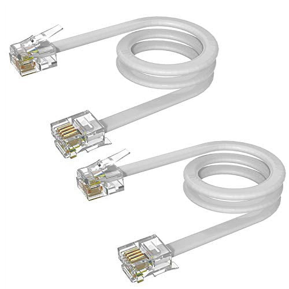 Short Phone Cord, 2 Pack 12 inch RJ11 6P4C Male to Male Telephone ...