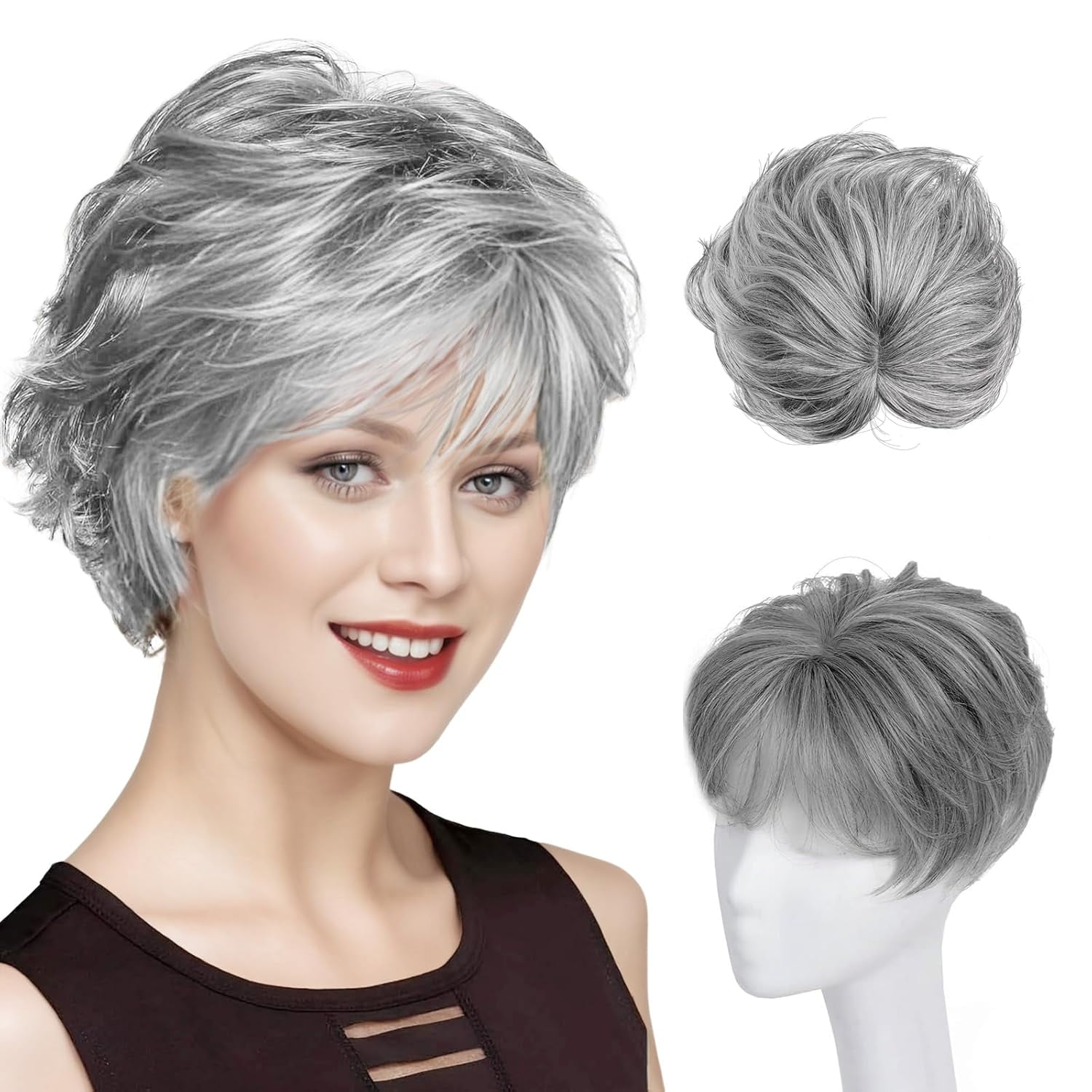 Short Pixie Cut Hair Toppers for Women with Thinning Hair - Clip-In ...