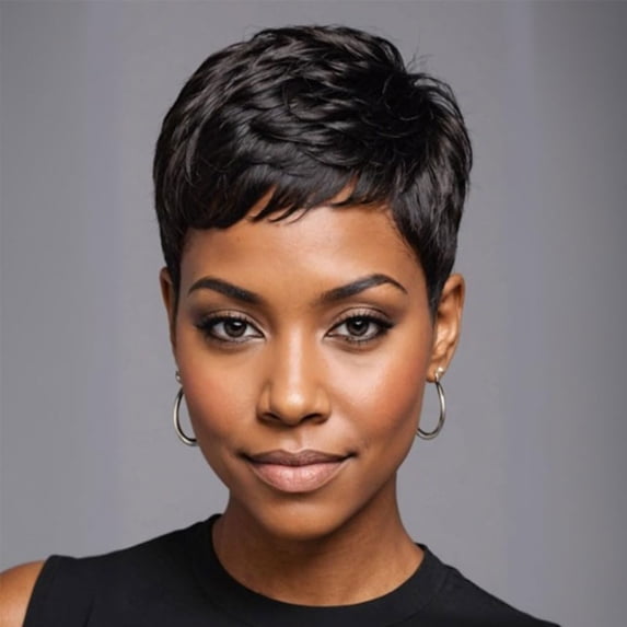 Short Pixie Cut Wigs for Black Women Natural Curly Wavy Short Pixie Wig ...