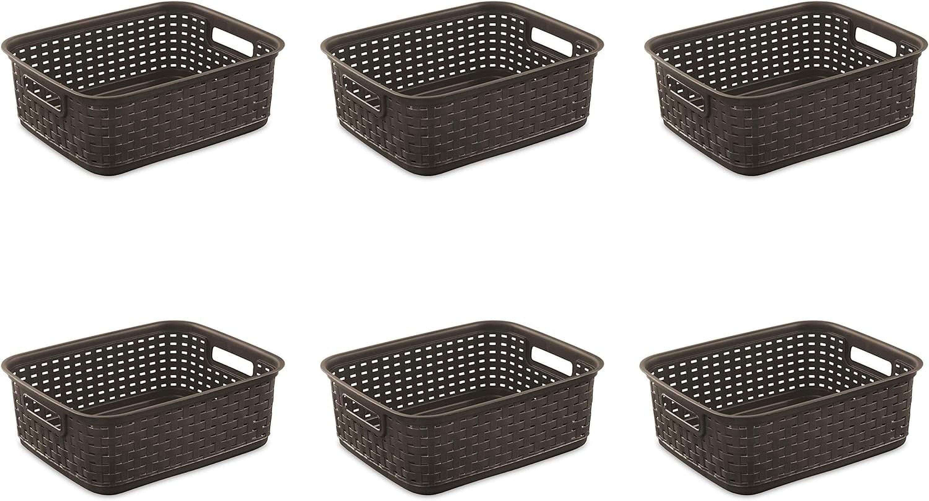 Short Plastic Weave Storage Basket Bin Organization For Countertops