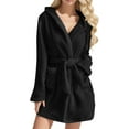 Short Plush Robes For Women Soft Warm Fleece Bathrobe Lightweight Warm