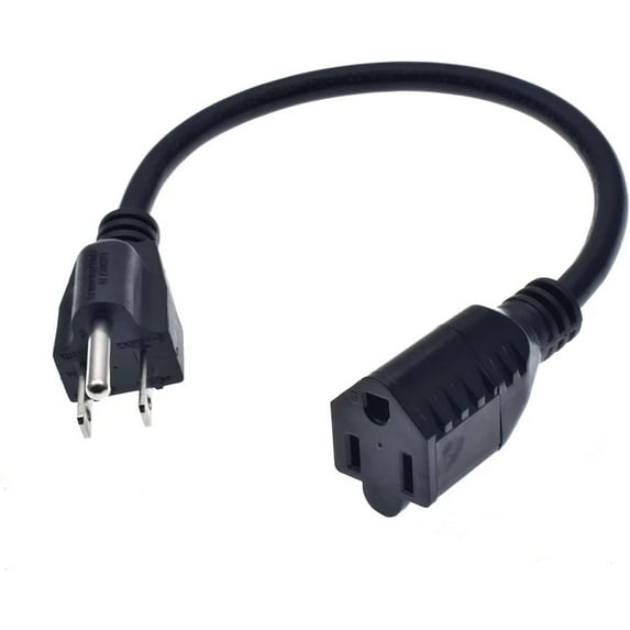 Short Power Extension Cord (1FT) - Outlet Saver, 3 Prong Male Plug to ...