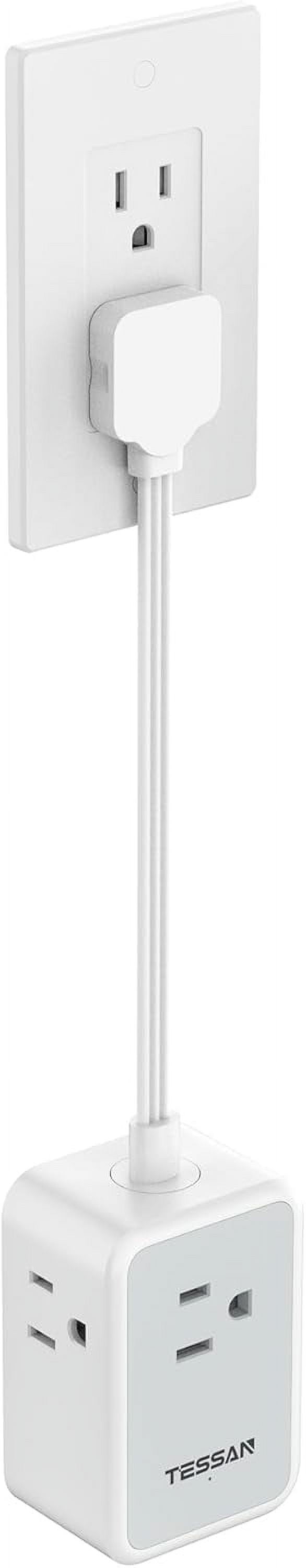 Short Power Strip 9 inch, Flat Plug Small Extension Cord with 3 Outlet ...