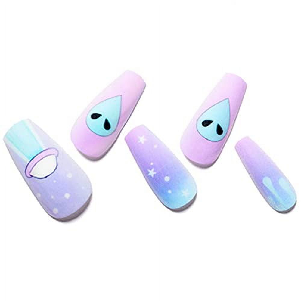 Short Press on Nails Black Oval, GLAMERMAID Squoval Fake Nails Round ...