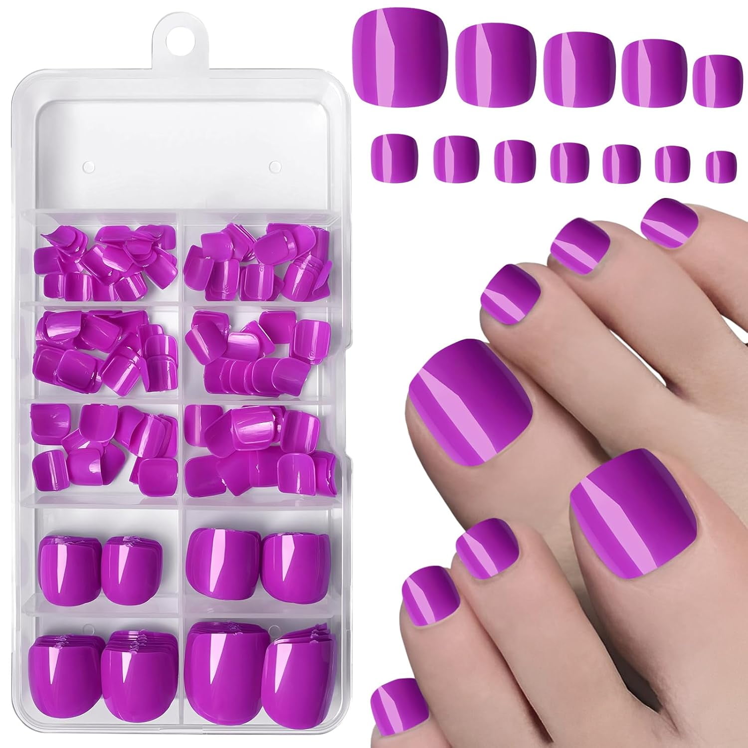 Short Press on Toenails 240pc Glossy Rose Pink Press on Toenails Short ...