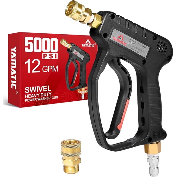 Short Pressure Washer Gun with Swivel, 5000 PSI Power Washer Wand ...