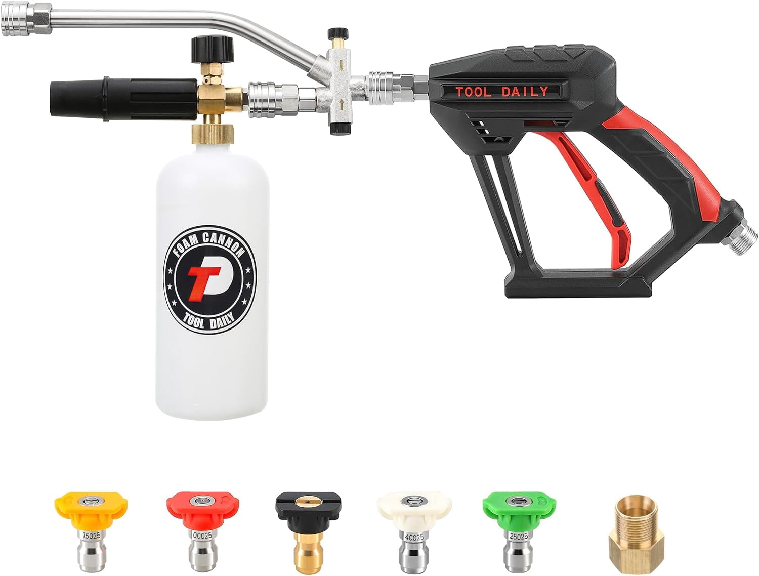 Short Pressure Washer Gun with Foam Cannon, Dual Connector Accessory, 1 ...