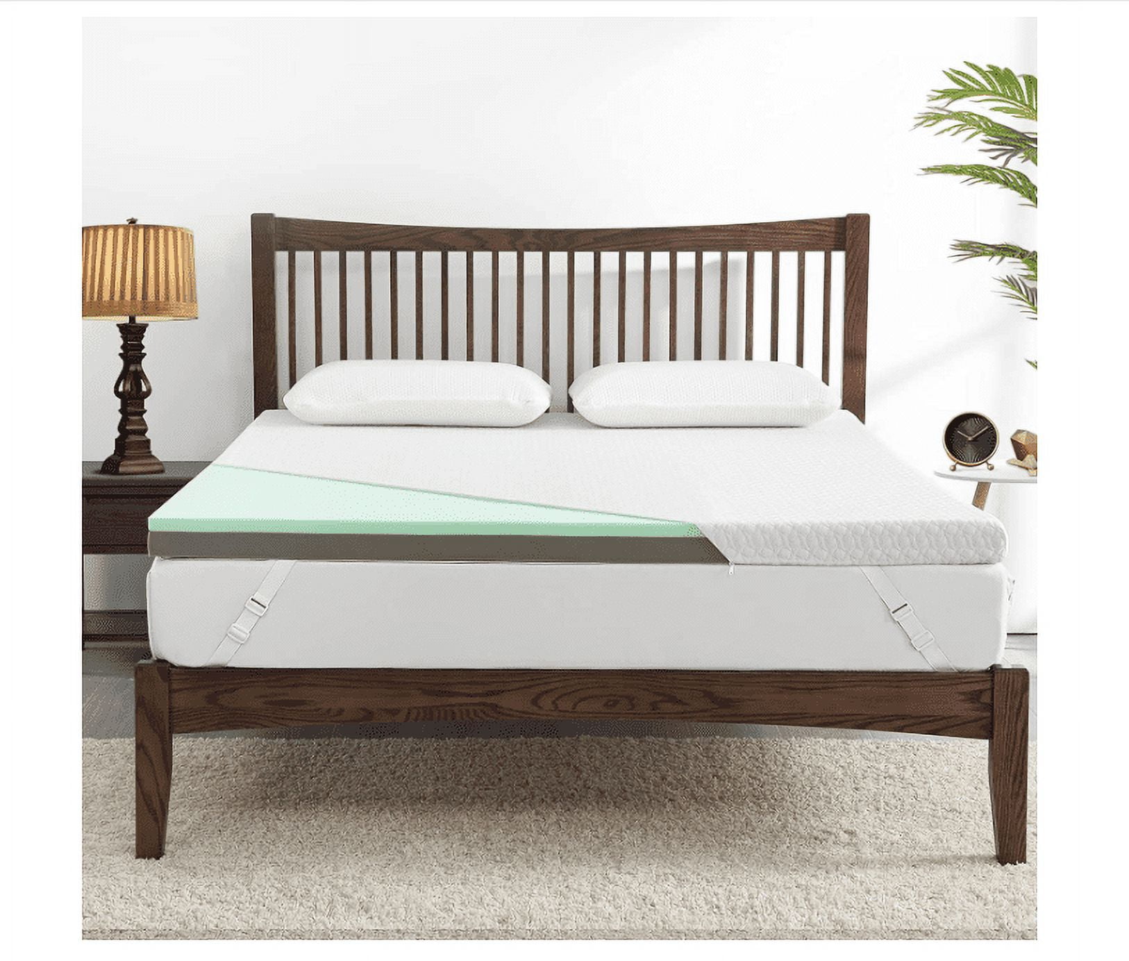 Short Queen Mattress Topper, 4 Inch Dual Layer Memory Foam Mattress ...