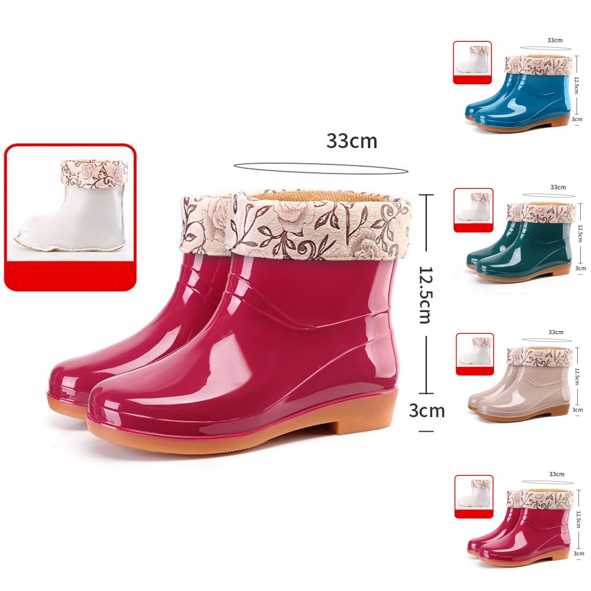 Short Rain Boots For Womens Ankle Rain Boots Waterproof Anti-Slip ...