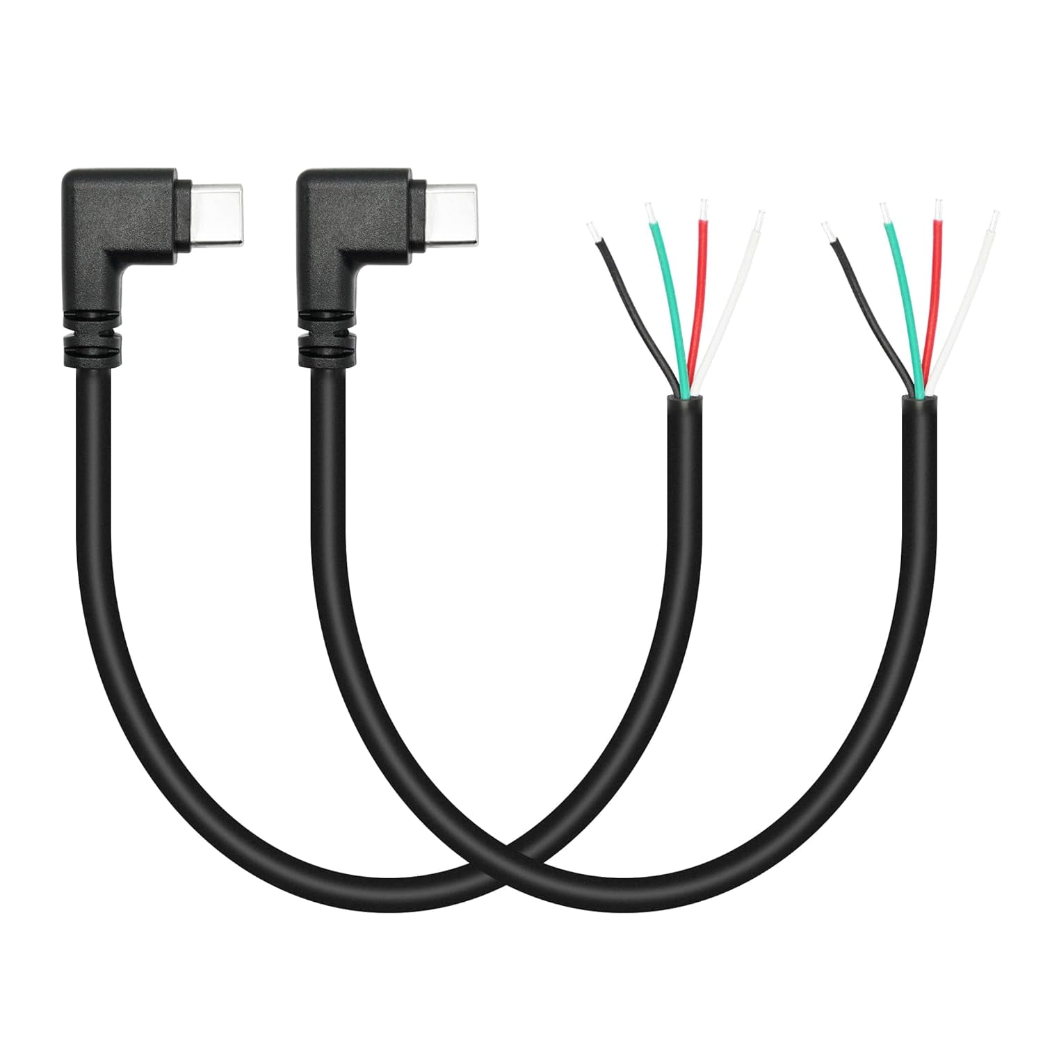 Short Right Angle USB C to 4 Pin Bare Wire Open End Wire 11inch, 90 Degree USB Type C Male Plug ...