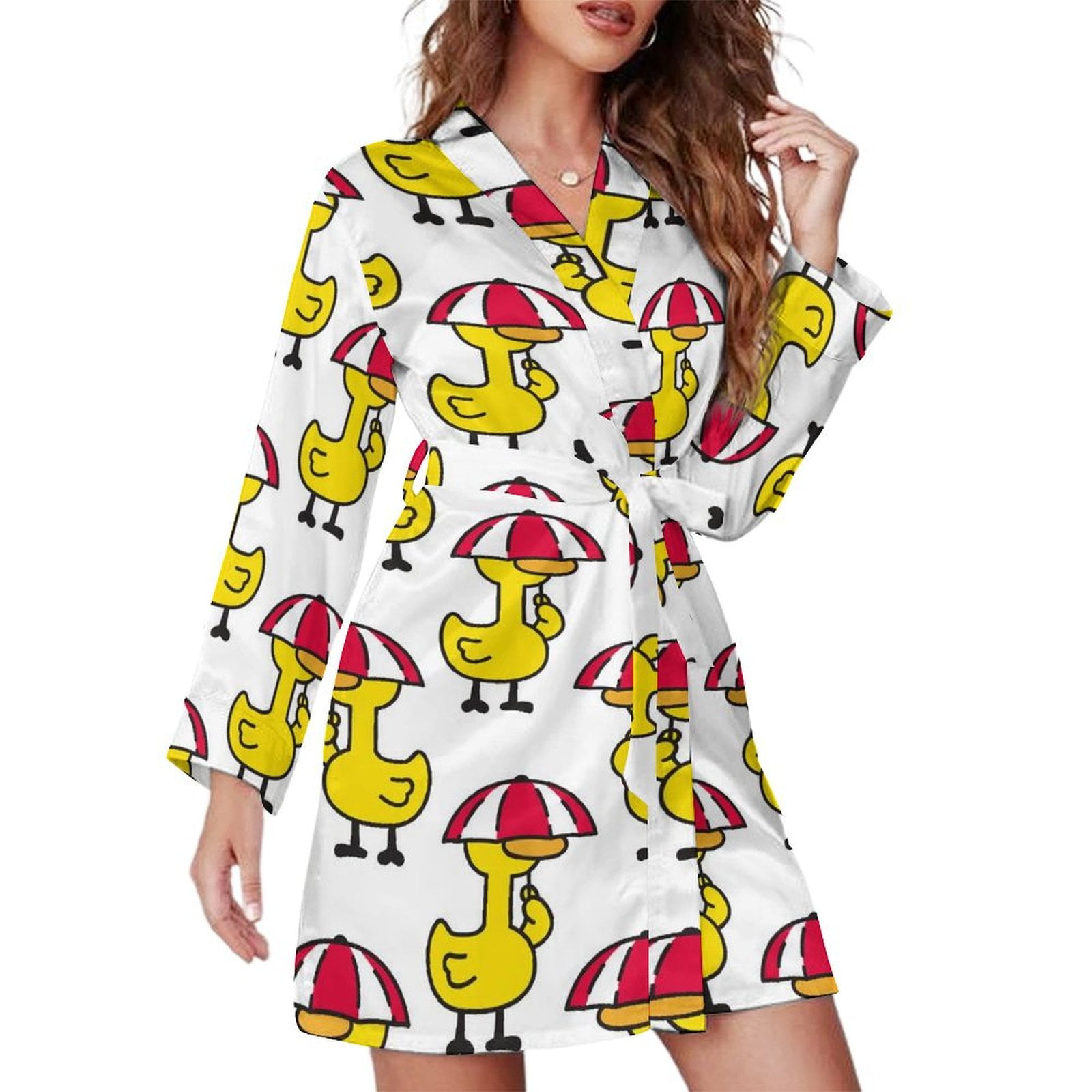 Short Robes Long Sleeve for Women - Rubber Duck Chicken Bird Soft Women ...