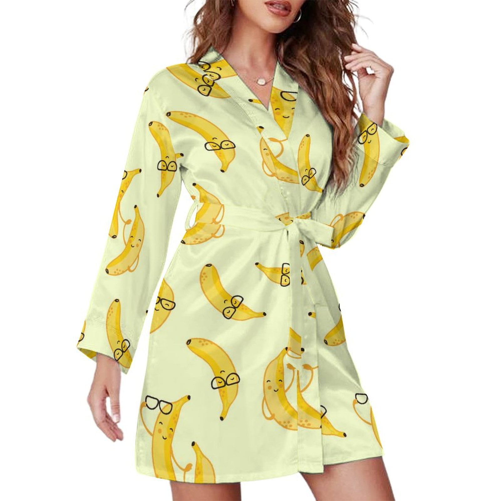 Short Robes Long Sleeve for Women - Bananas Soft Women's Belted ...