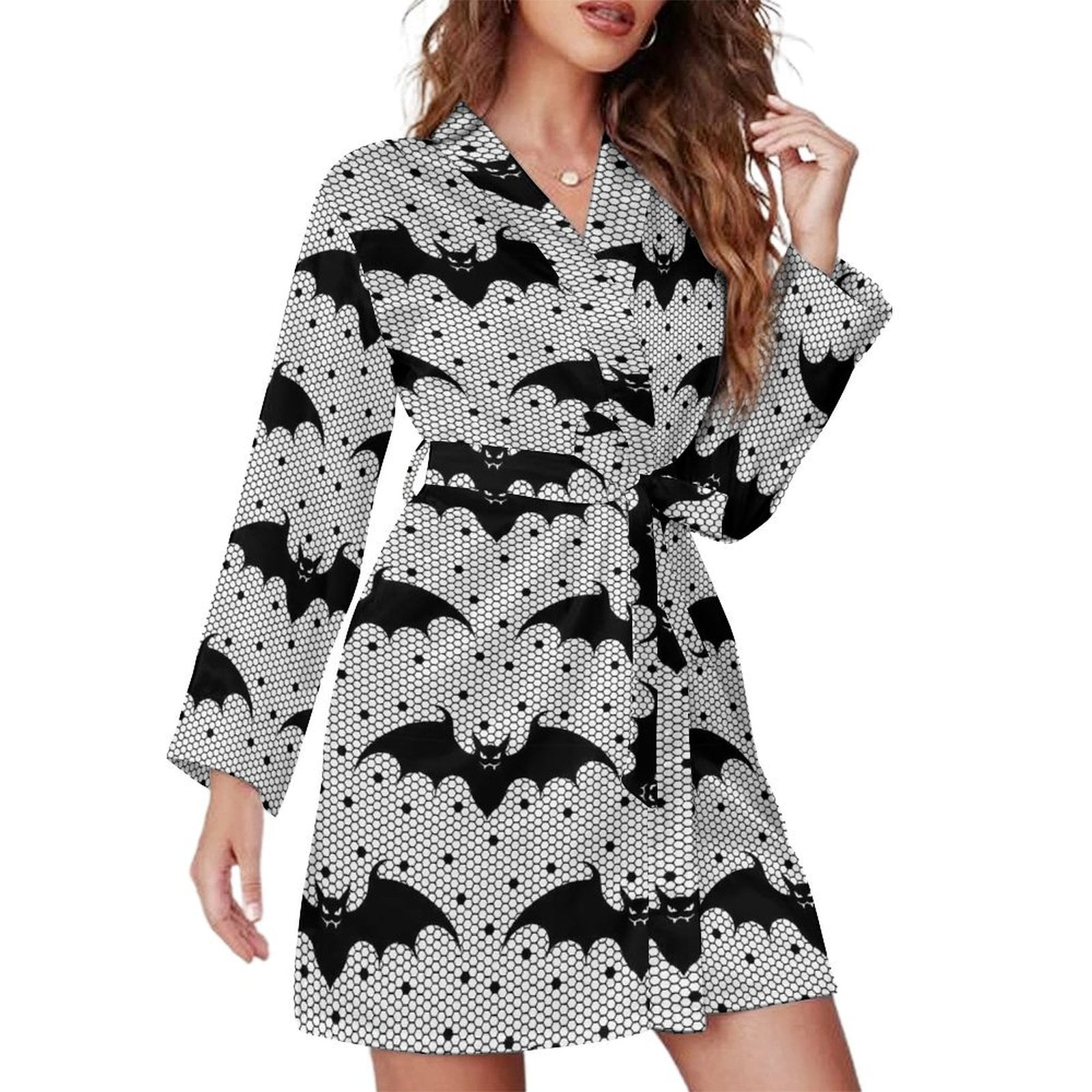 Short Robes Long Sleeve for Women - Bat Soft Women's Belted Bathrobe ...