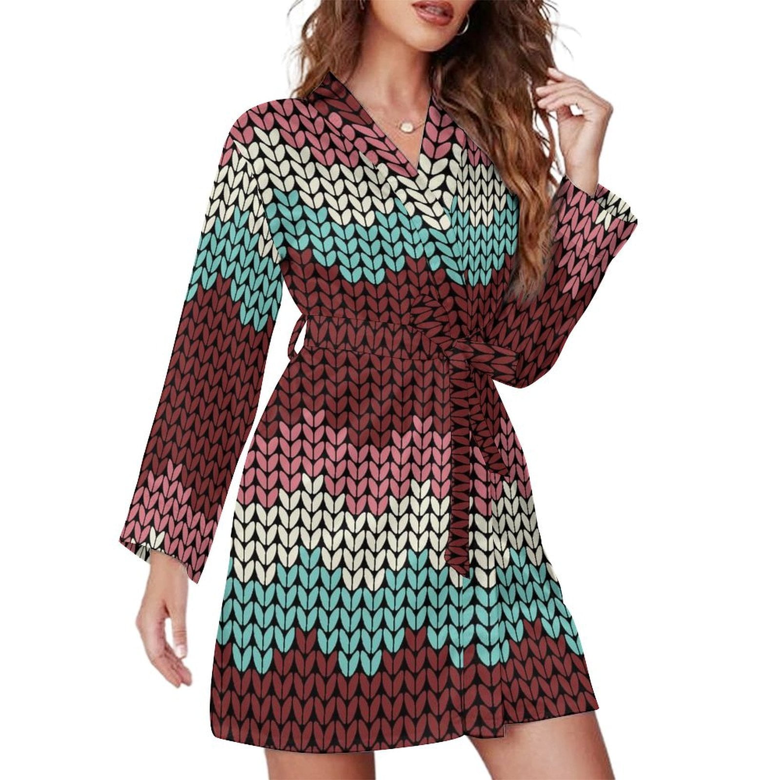 Short Robes Long Sleeve for Women, Fall Leaf Element Breathable Women's ...