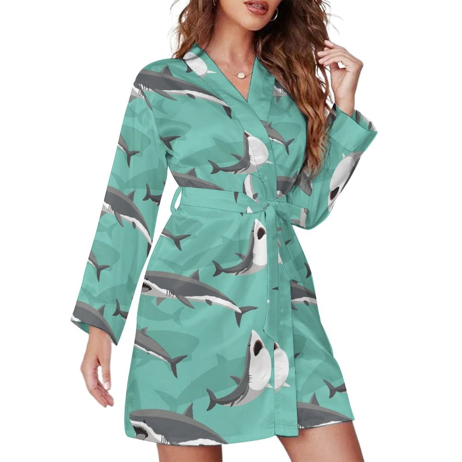 Short Robes Long Sleeve for Women - Great White Shark Soft Women's ...