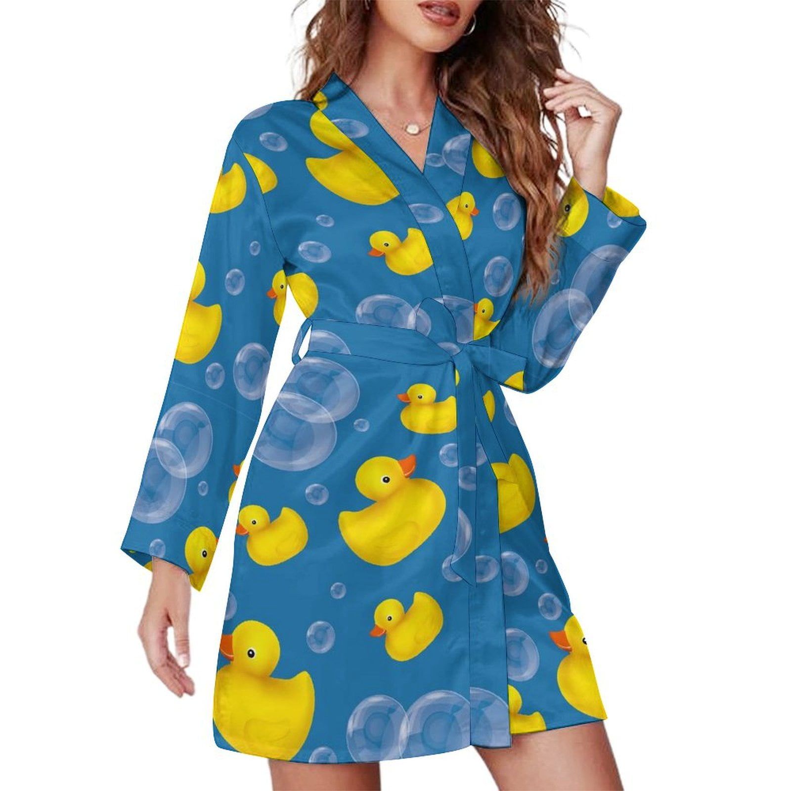 Short Robes Long Sleeve for Women - Rubber Duck Soft Breathable Women's ...