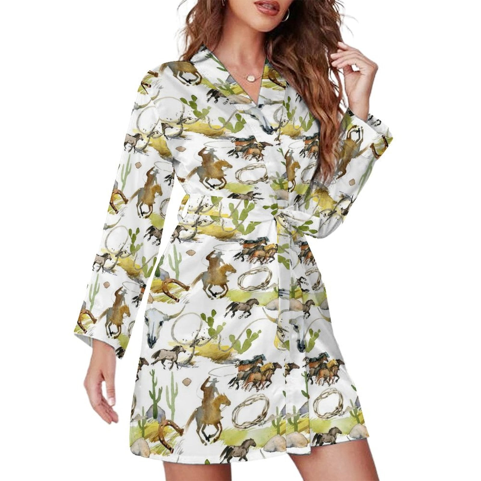 Short Robes Long Sleeve for Women - Wild West Western Soft Women's ...