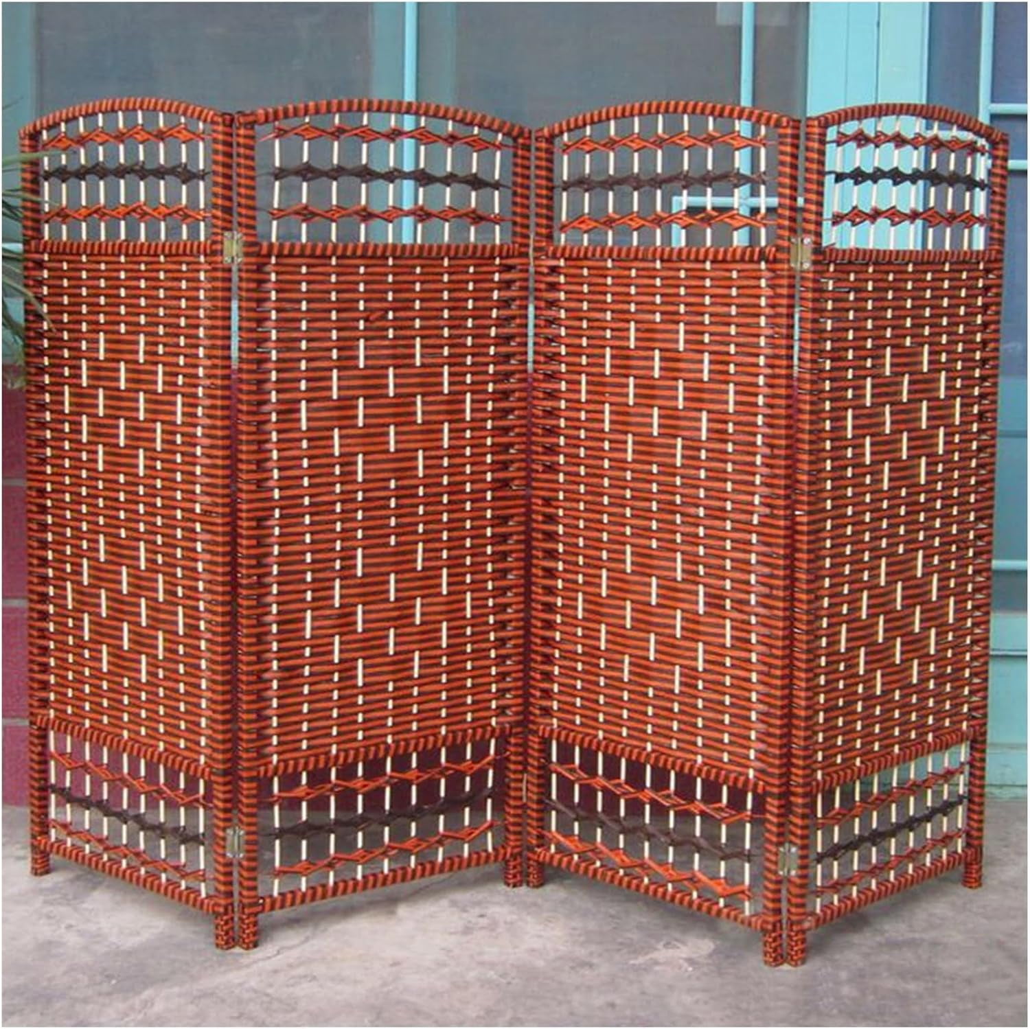 Short Room Divider 4 Panels Folding Weave Blackout Privacy Screen ...