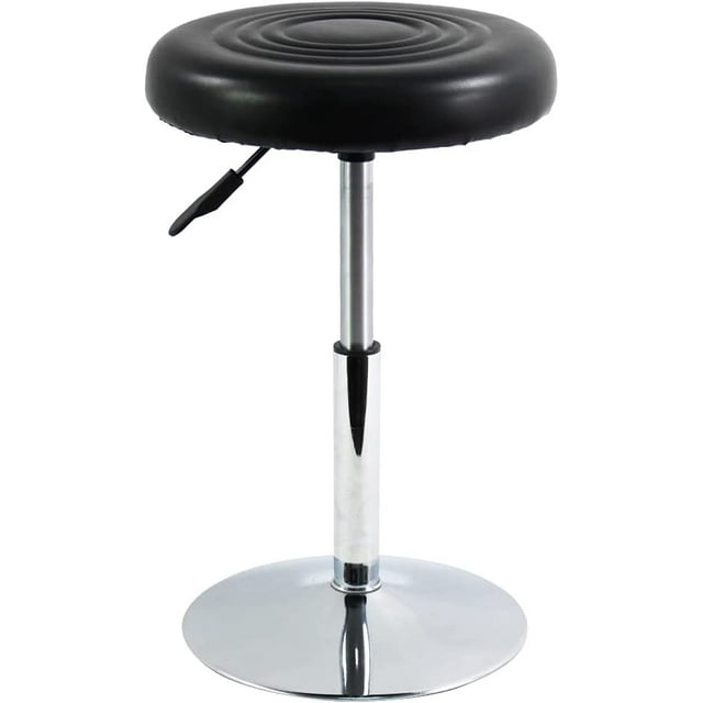 Short Round PU Leather Shop Stool Chair Height Adjustable Counter Stool ...