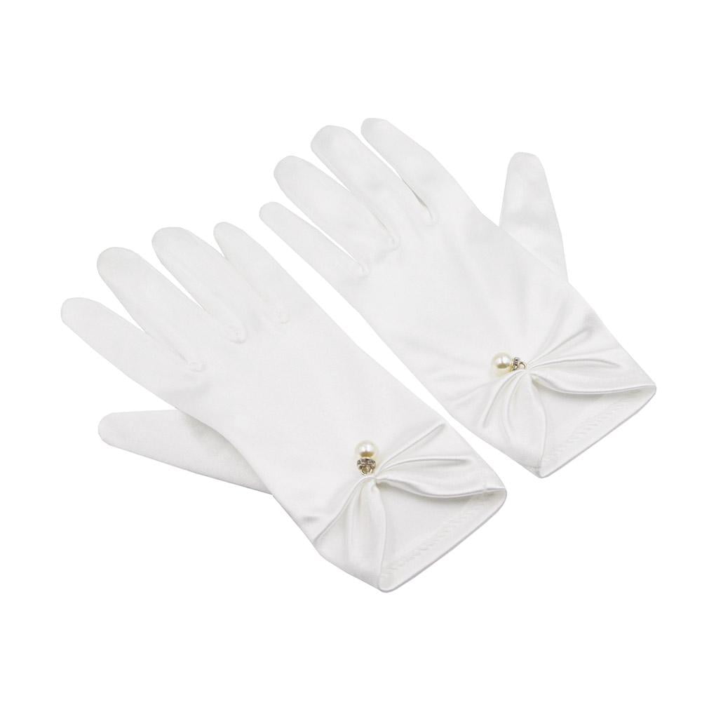 Short Satin Gloves Border Wedding Opera Tea Party Gloves For Women C6P1 ...