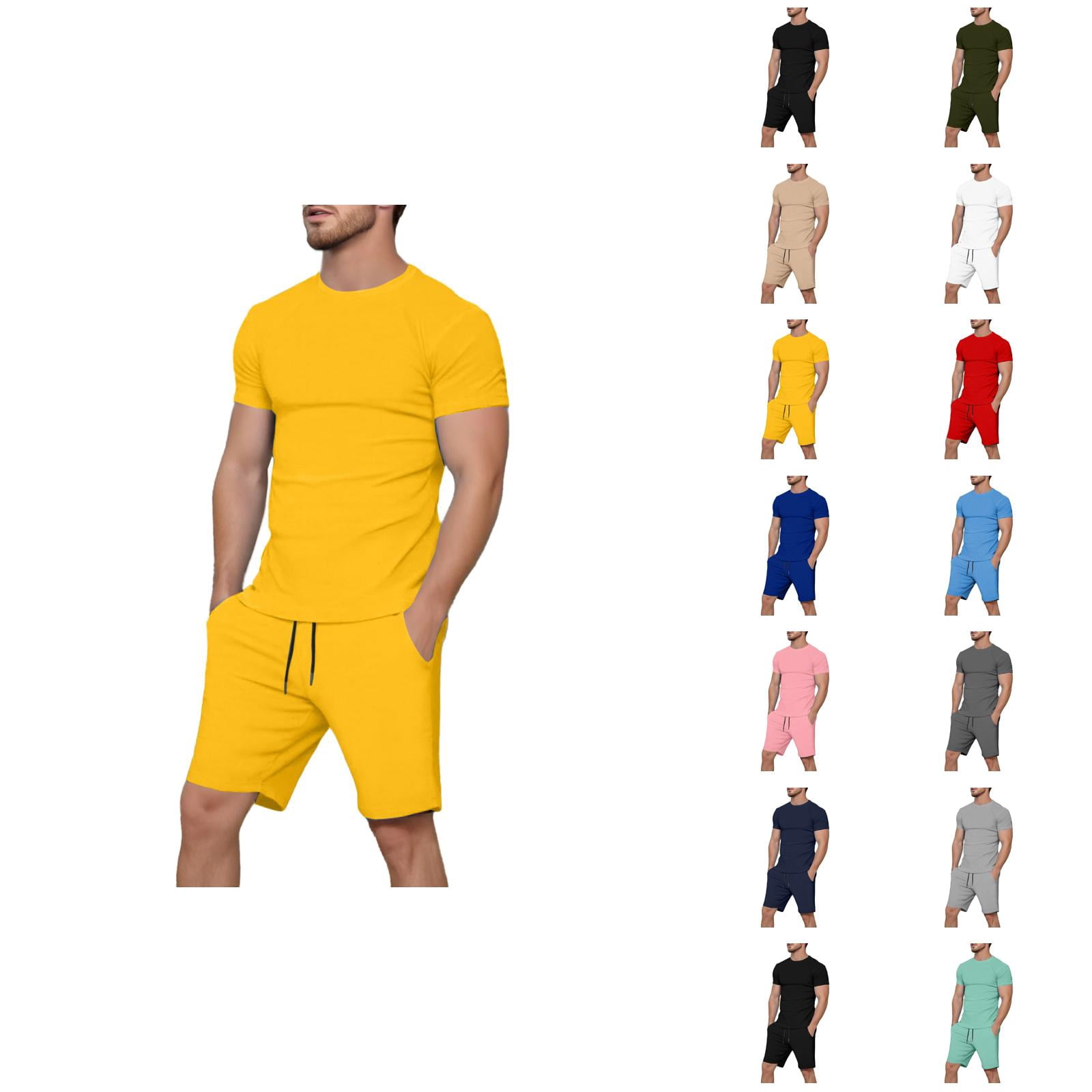 Short Sets for Men Short Sleeve Crewneck T Shirt and Bermuda Shorts 2 ...