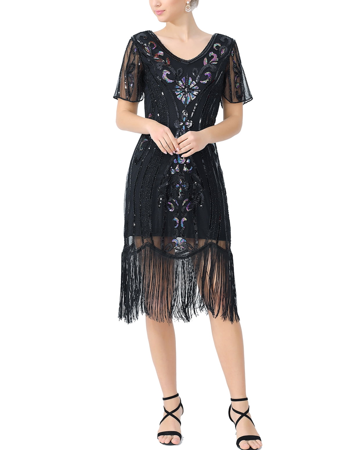 Short Sleeve 20'S Dress Wear Ladies Charleston Flapper Fancy Dress ...