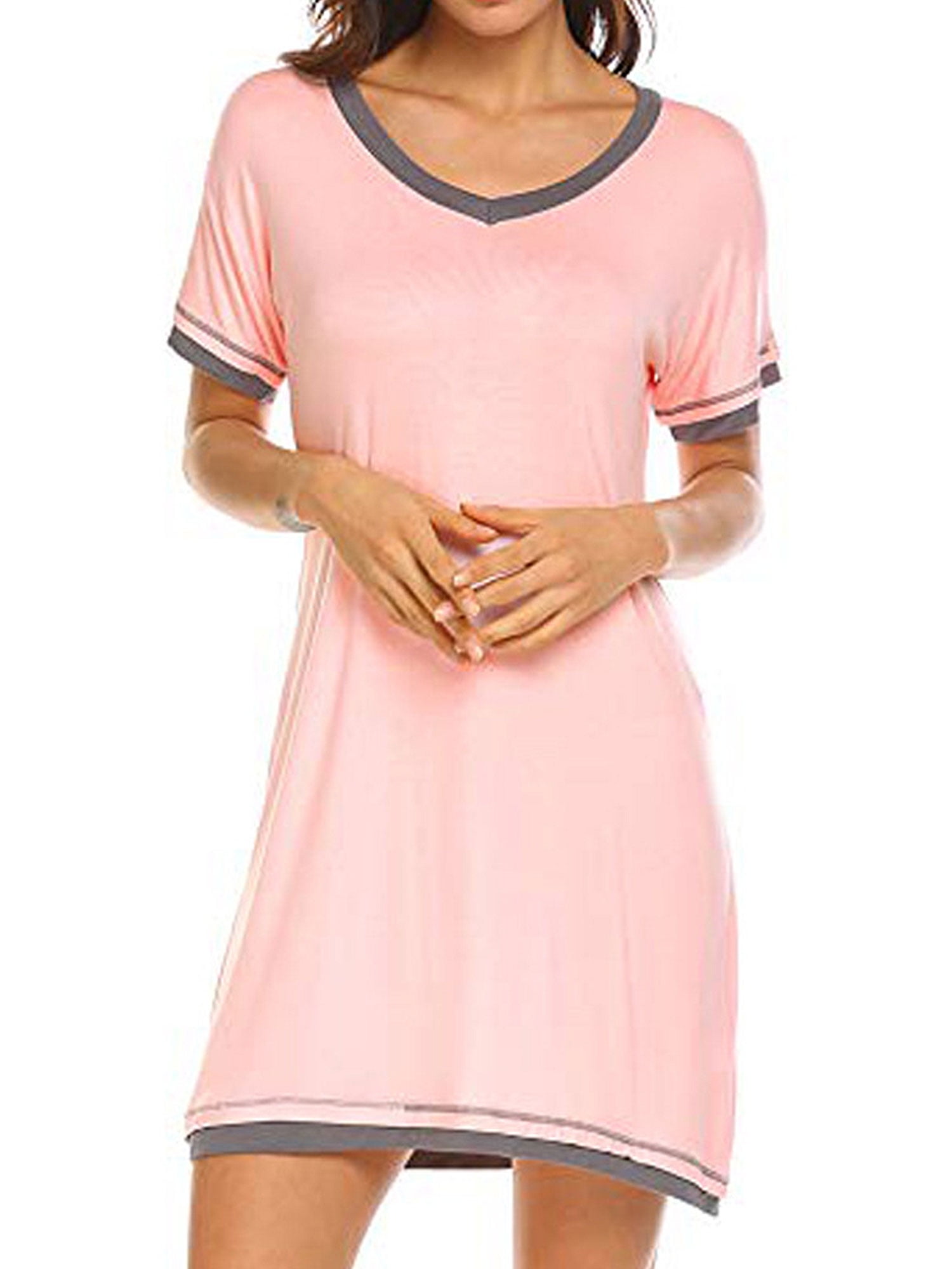 Short Sleeve Casual Sleepwear Pajamas Nightgowns Nightdress For Women ...