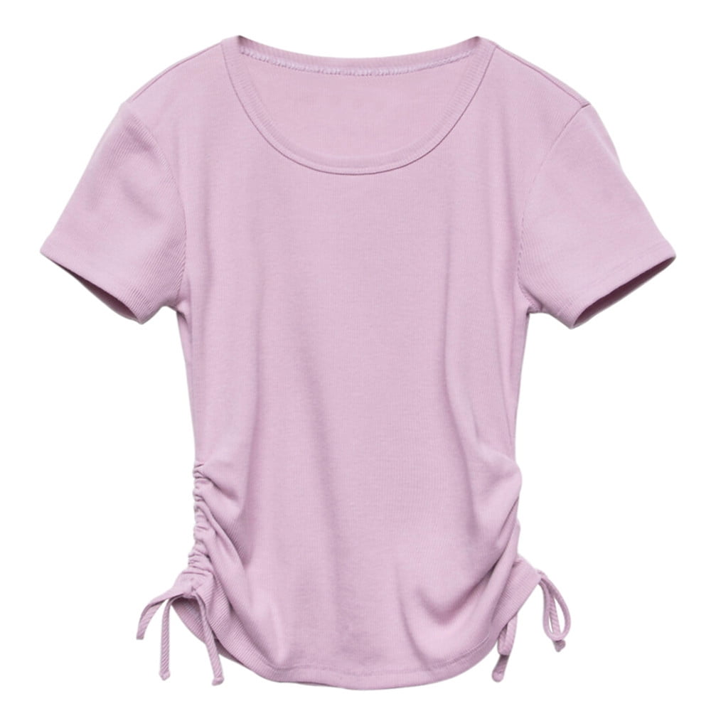 Short Sleeve Girls Kids Solid Drawstring Shirt Children Tops - Walmart.com