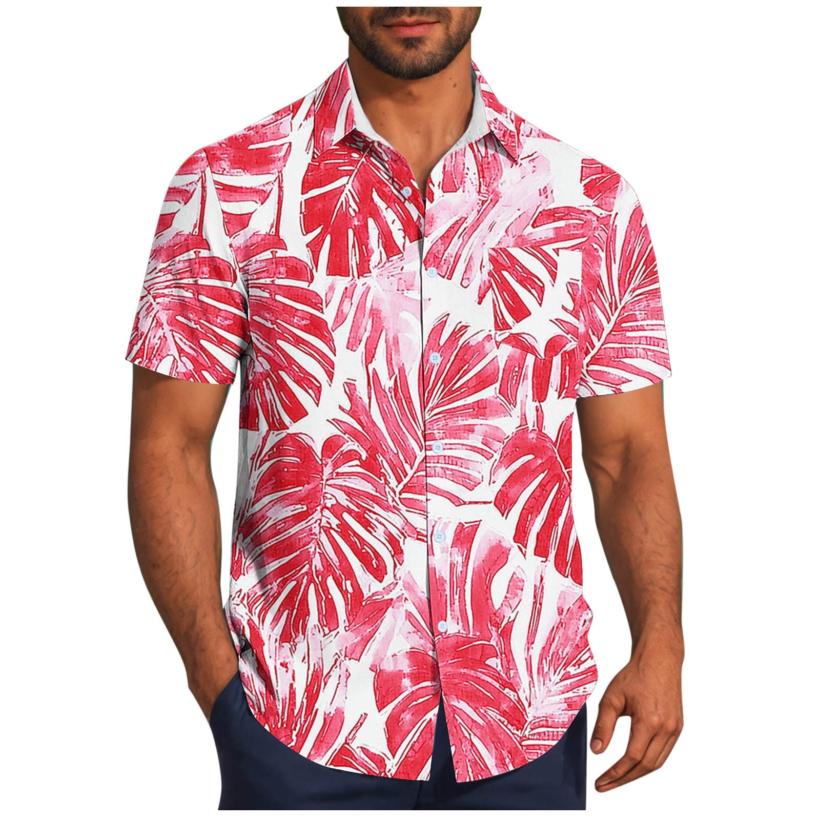 Short Sleeve Hawaiian Shirts for Men Casual Button Down Shirt Tropical ...