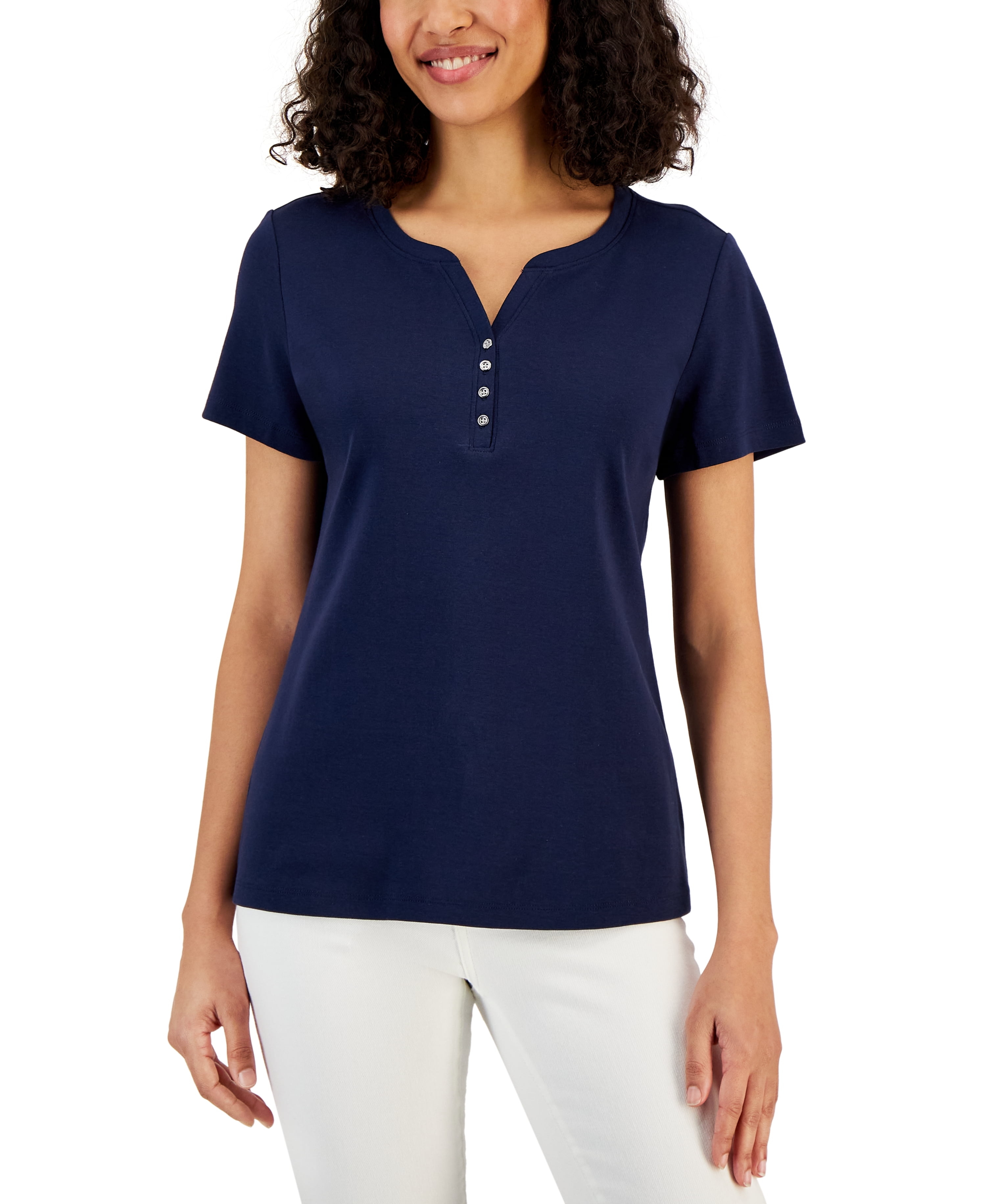 Short Sleeve Henley Top Intrepid Blue S - Walmart.com