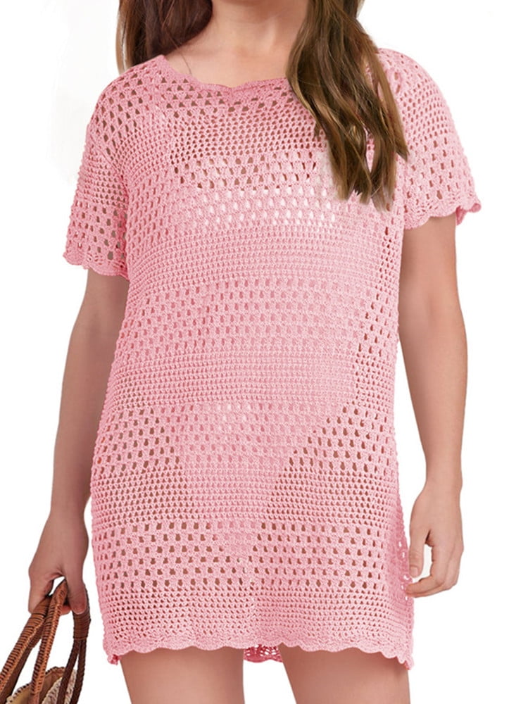 Short Sleeve Kids Casual Hollow-Out Girls Bench Shawl Dress - Walmart.com