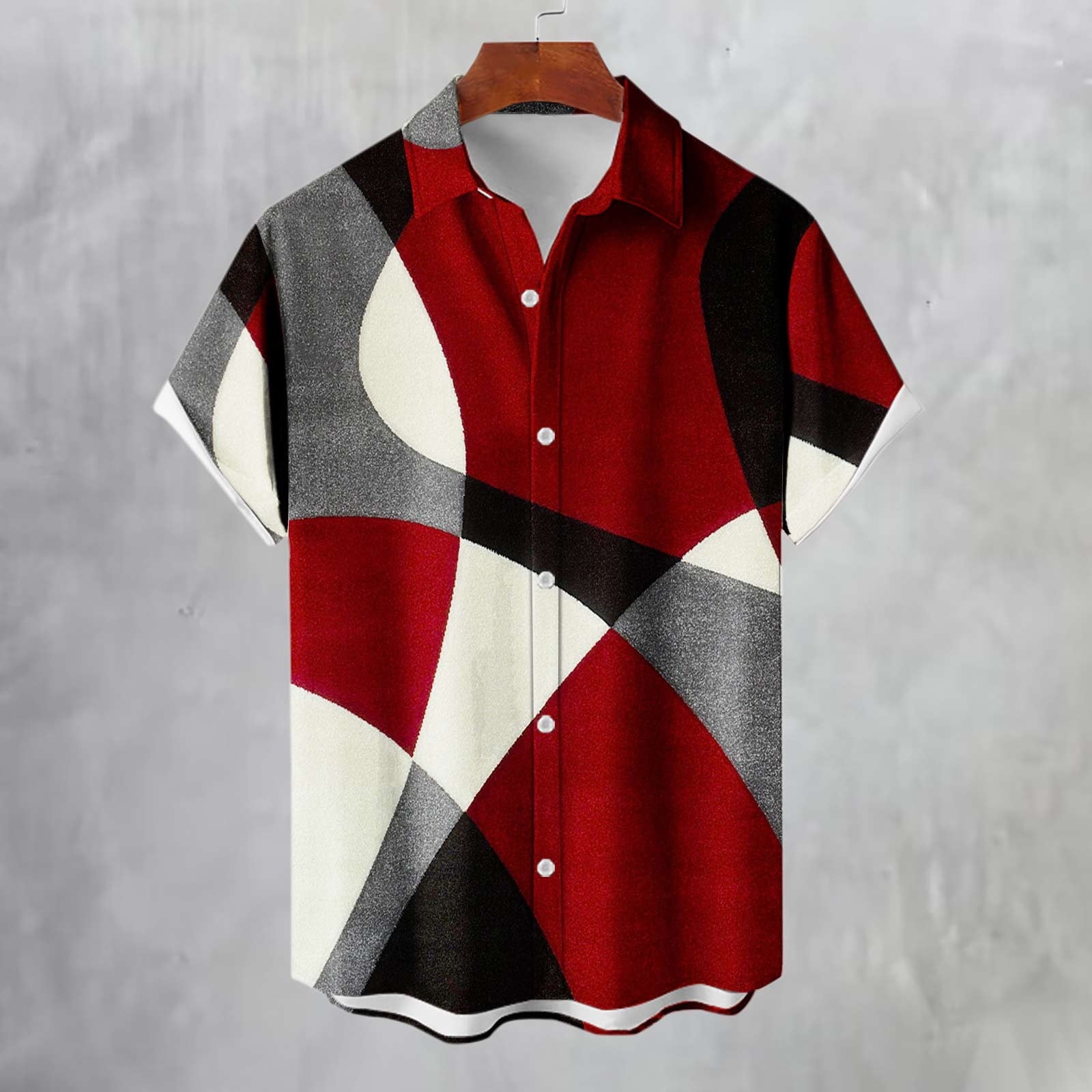 Short Sleeve Mens Cruise Shirts Button Shirts Colorblock Work T Shirts