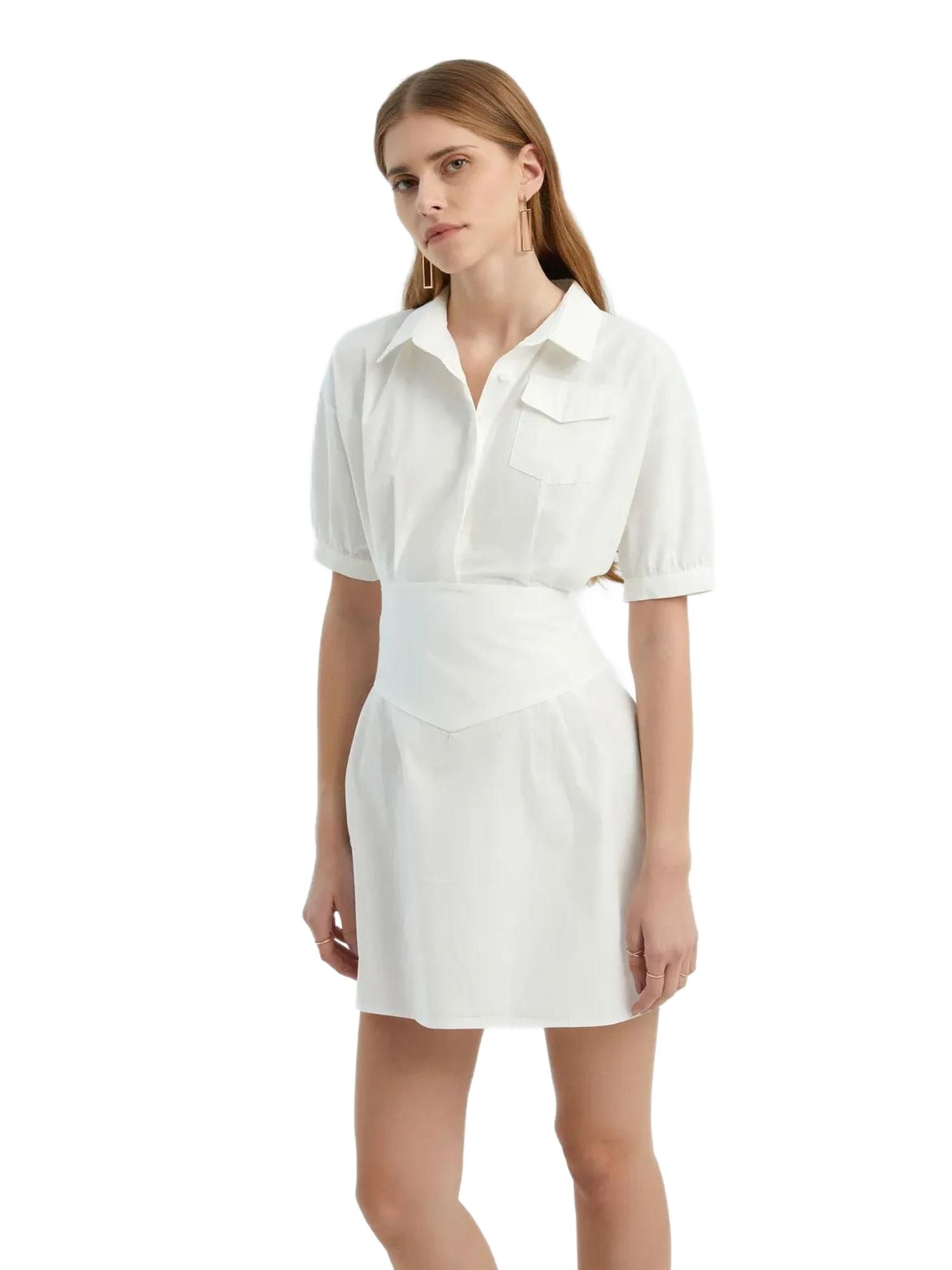 Short Sleeve Mini Shirt Dress with a Pocket Detail - Walmart.com