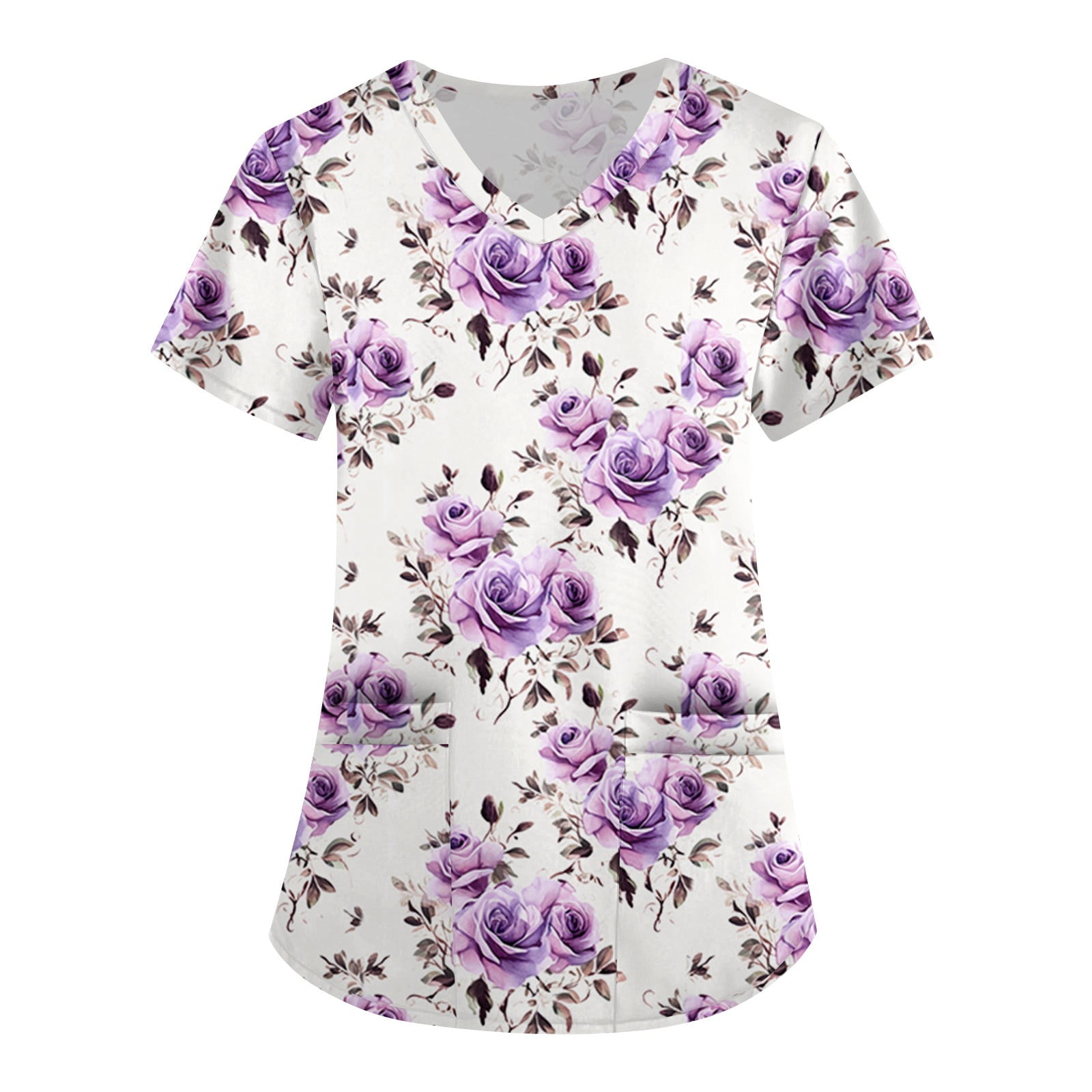 Short Sleeve Nurse Working Uniform Scrubs for Women Summer Scurb Shirt ...