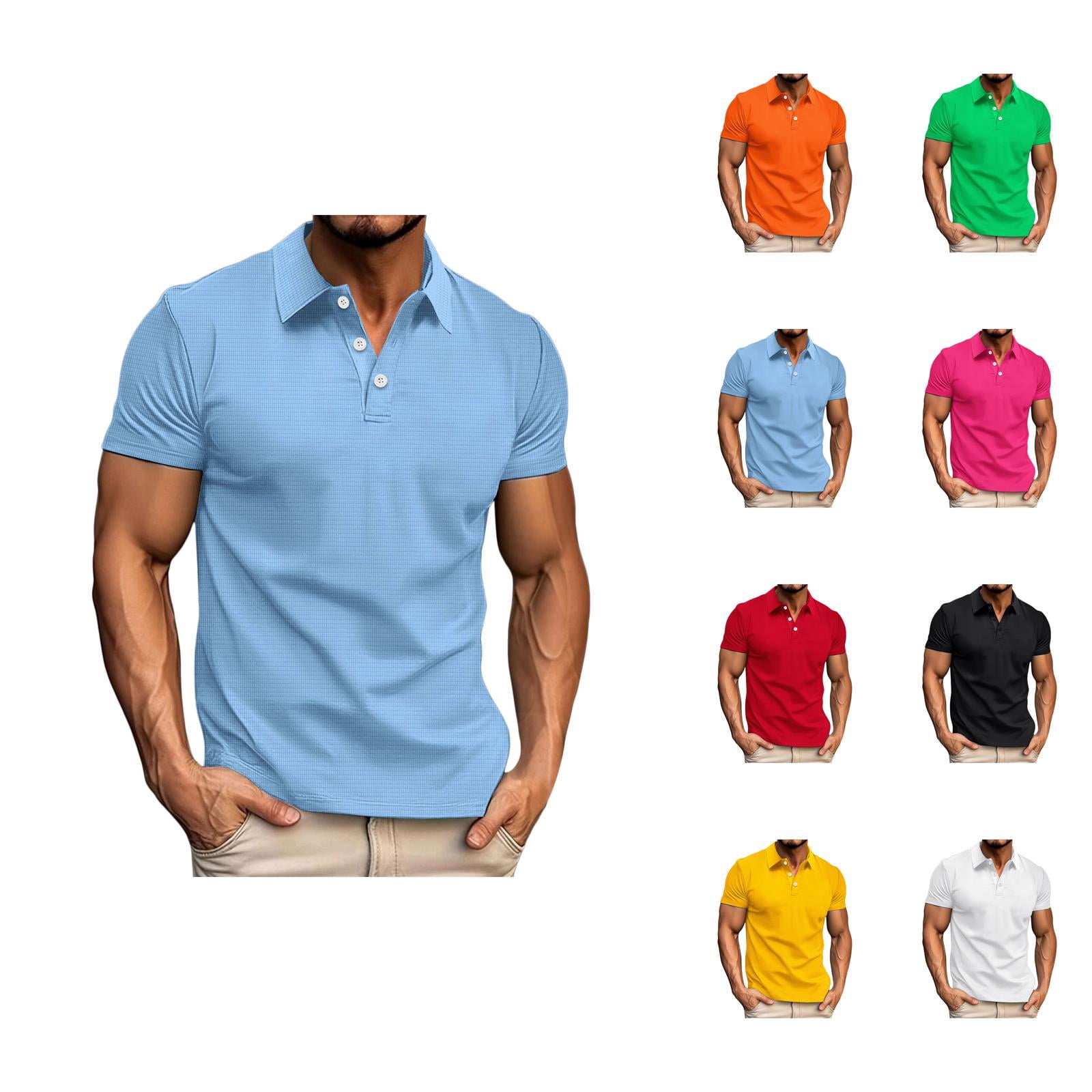 Short Sleeve Polo Shirts for Men Summer Casual Collared Golf Shirts ...