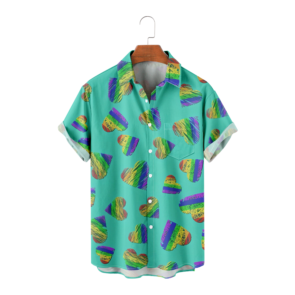 Short Sleeve Shirt LGBT Rainbow Fashionable Design Soft Animation Print ...