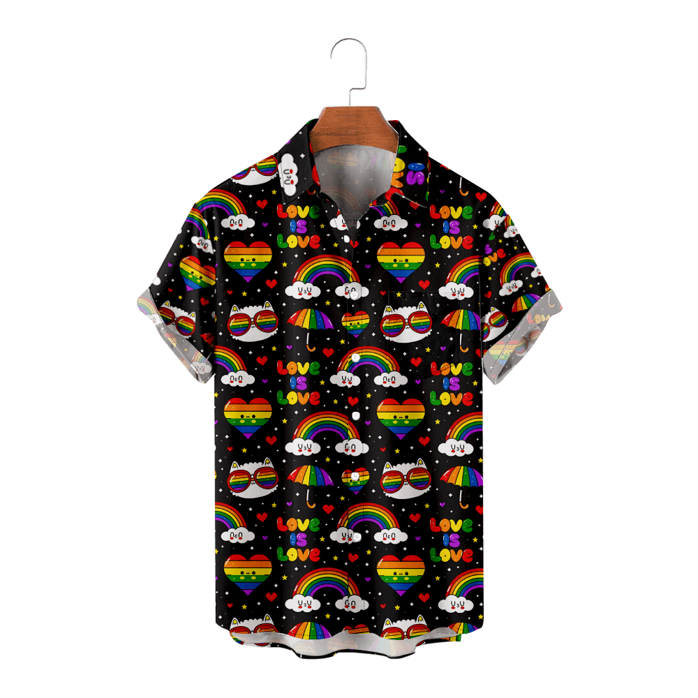 Short Sleeve Shirt LGBT Rainbow Likable Casual Attractive Design Men ...