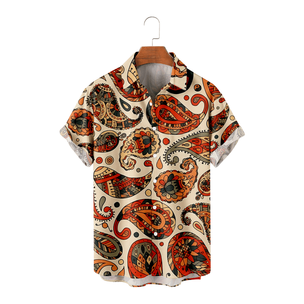 Short Sleeve Shirt Paisley Tribal Popular Attractive Art Print Top for ...