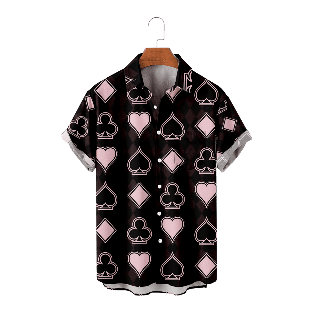 Short Sleeve Shirt Playing Cards Modern Soft Art Aloha Shirt for Men ...