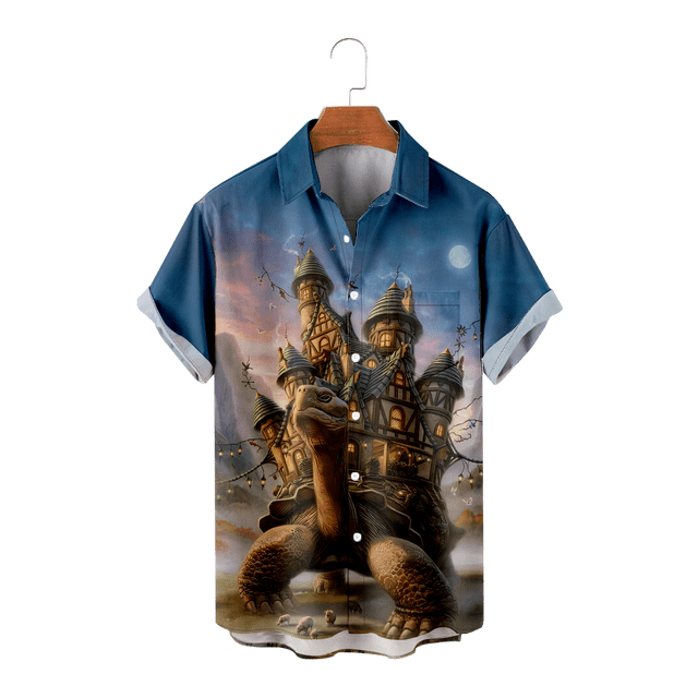 Short Sleeve Shirt Sea Animal Colorful Magic Animation Print Aloha ...