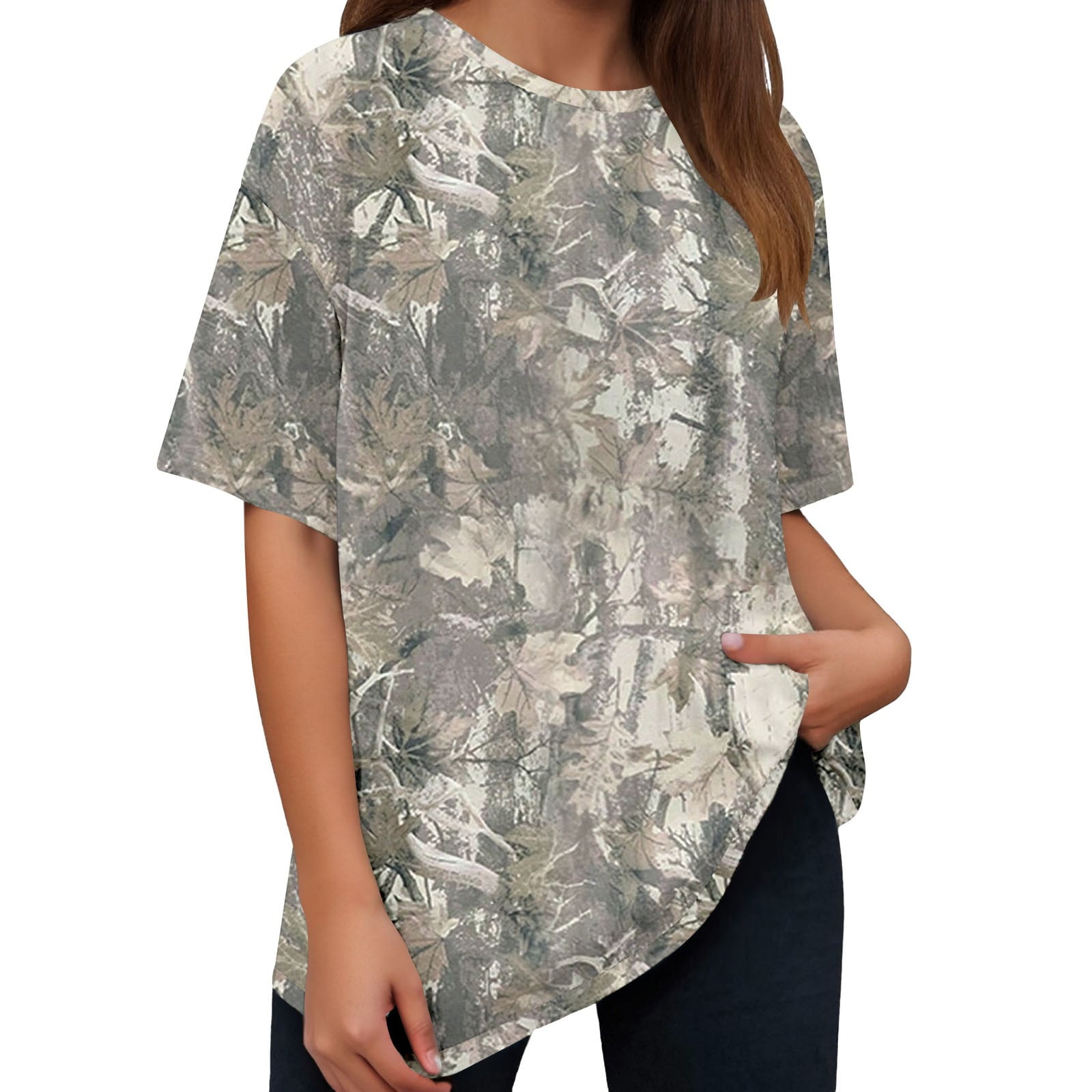 Short Sleeve Shirts for Women Summer Tops 2025 Spring Camouflage ...