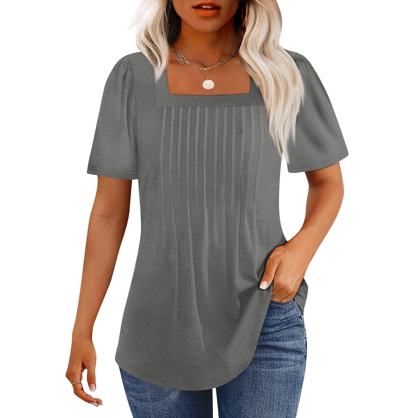 Short Sleeve Tunic Tops for Women - Walmart.com