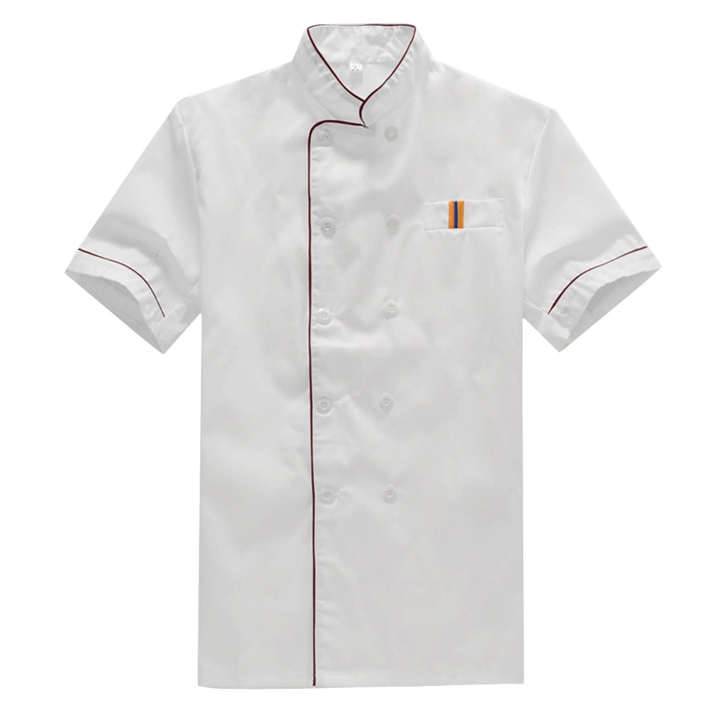 Short Sleeve Work Uniform Unisex Breathable Chef Jackets White Chef ...