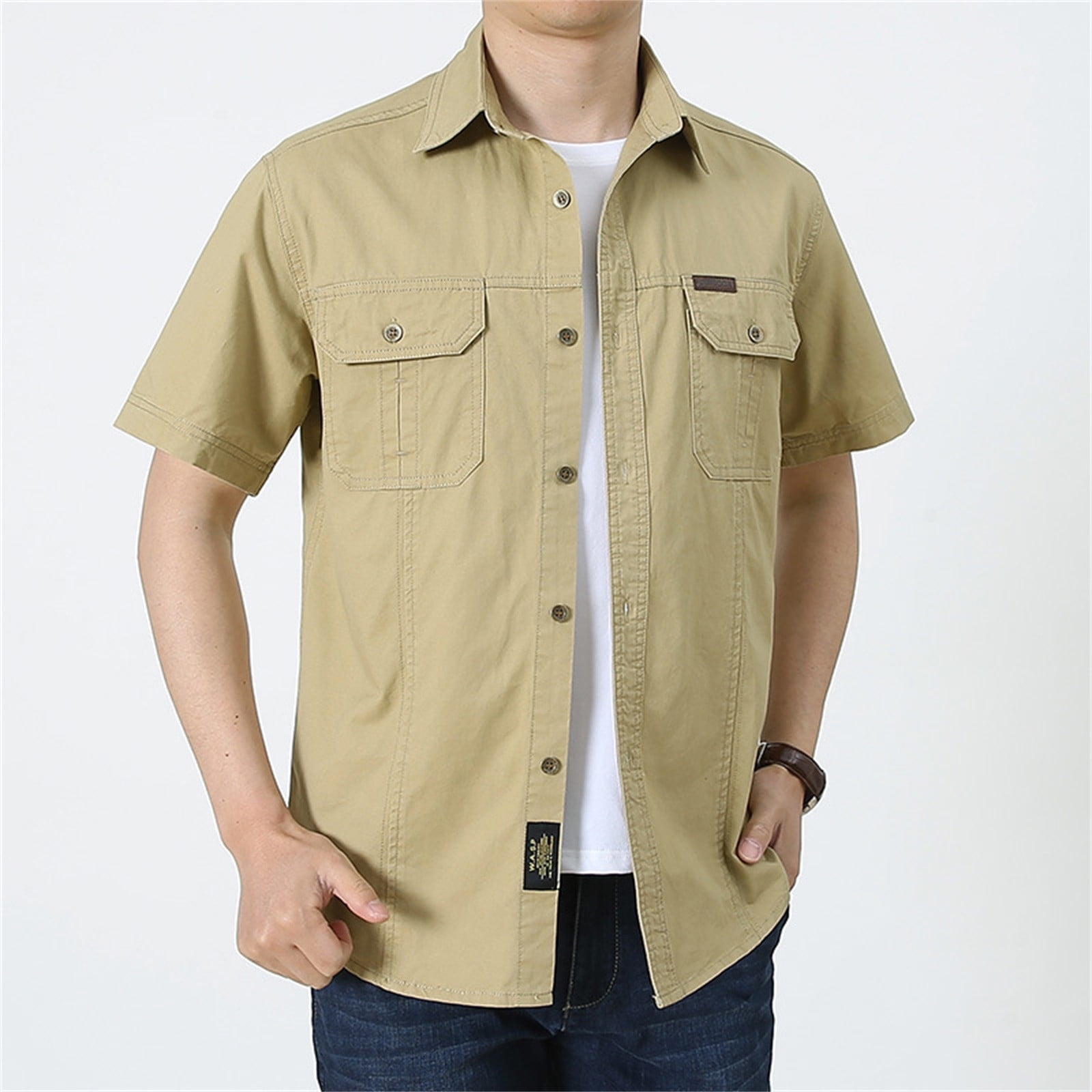 Short Sleeve Work Workwear Men Shirts, Men'S Workwear Short Sleeved ...