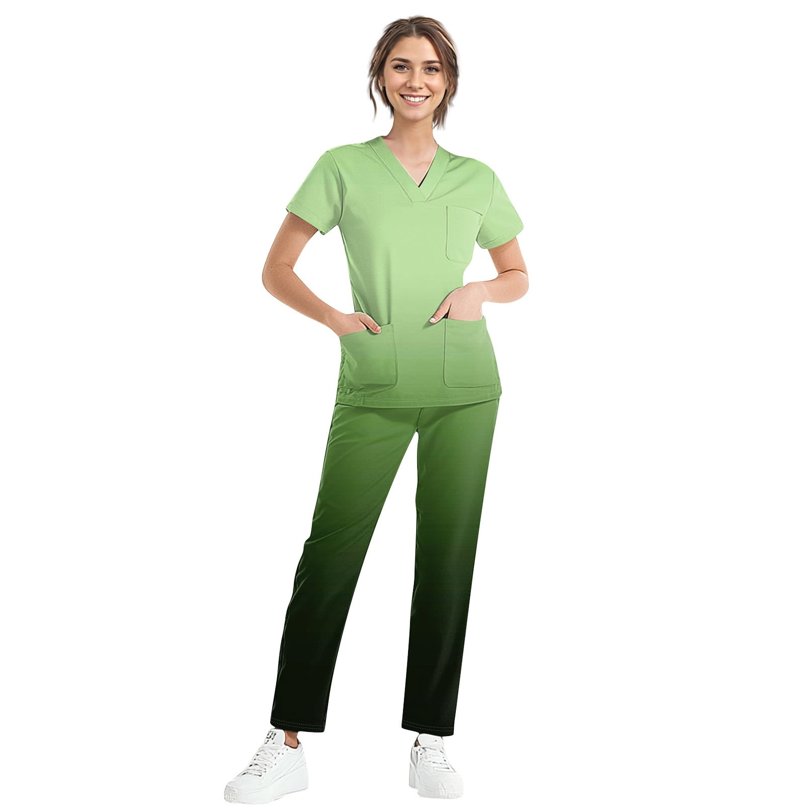 Short Sleeve Working Pop Scrub Teen Girls Cut Out Summer Comfort Pocket ...