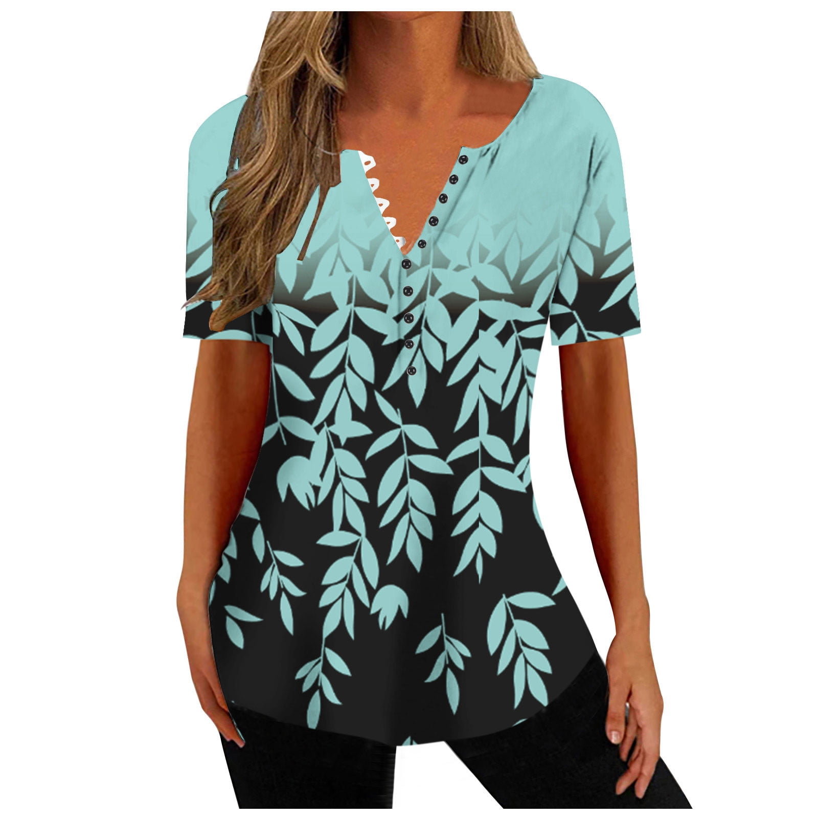 UPPADA Short Sleeve Workout Tops for Women Womens Hide Belly Tunic ...